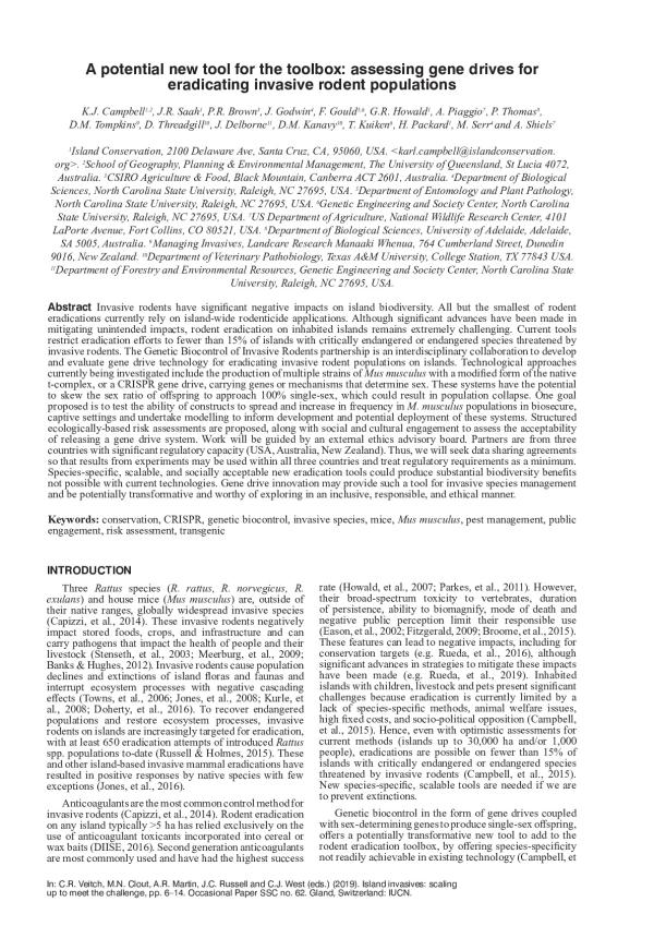 A potential new tool for the toolbox: assessing gene drives for ... A potential new tool for the toolbox: assessing gene drives for ...